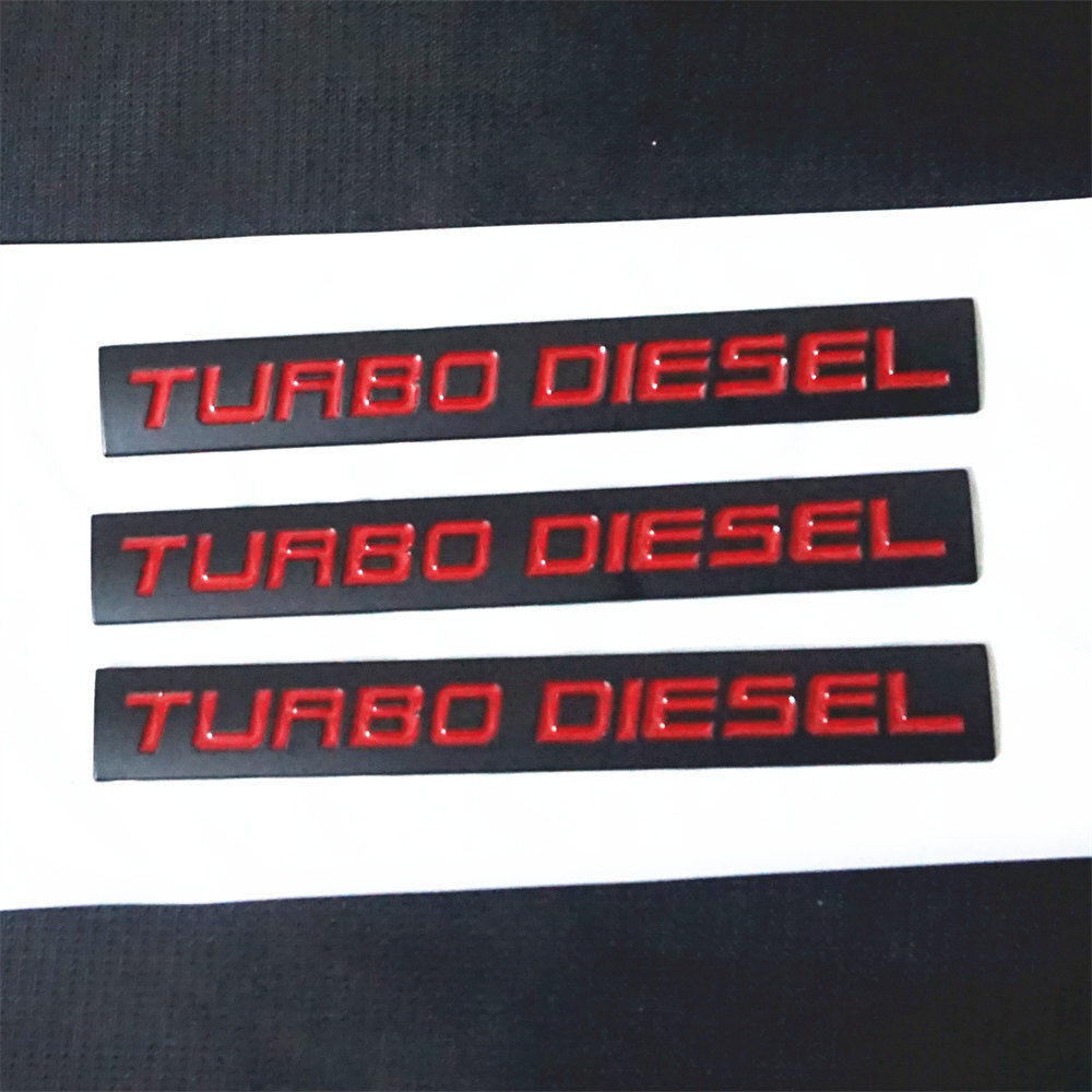 3PCS Matte Black Red TURBO DIESEL Metal Decal Sticker Badge Emblem 4x4 ...
