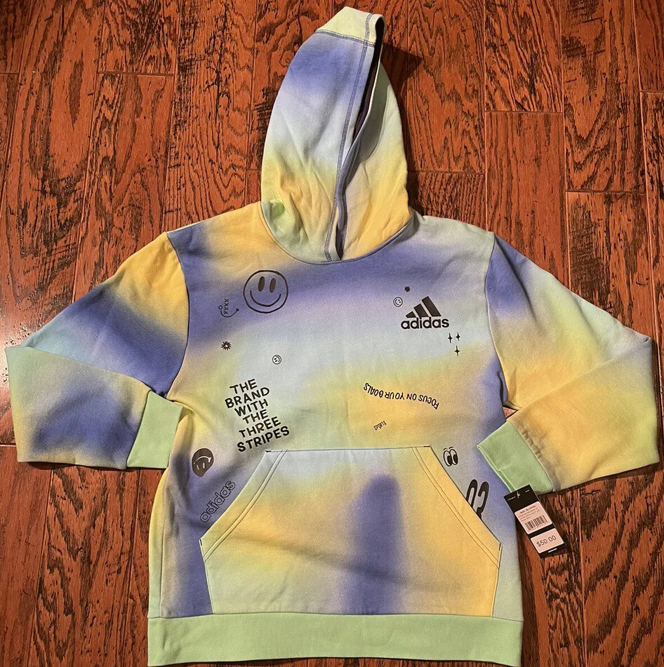 Adidas Boys Pullover Hoodie AA7485 AQ06 XL 18-20 Loose Fit Tye Dye NWT ...