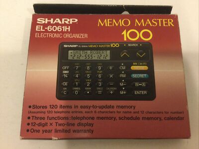 SHARP MEMO MASTER 100 ELECTRONIC ORGANIZER EL-6061H New In Box | eBay