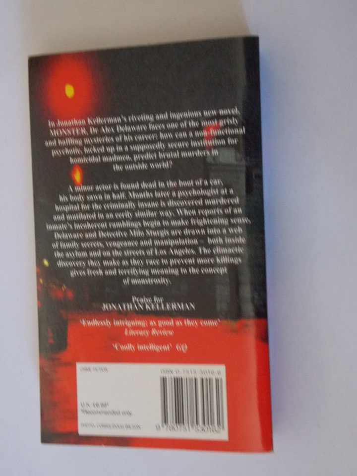 Jonathan Kellerman Monster (1st ed:warner2000 isbn0751530166) | eBay UK