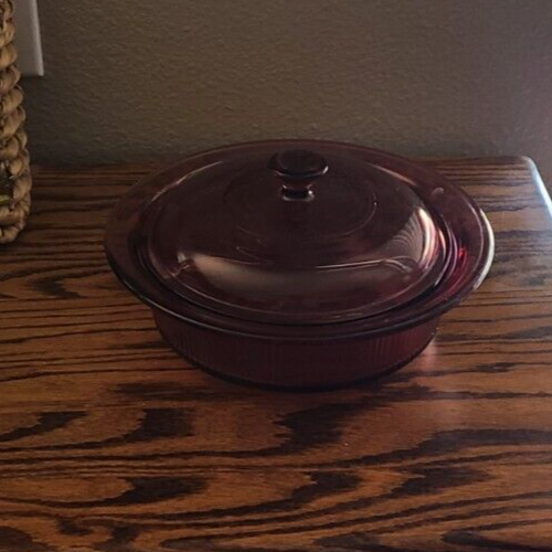 Pyrex Visions Cranberry 1L/1QT Ribbed CASSEROLE Dish V-31-B With Lid | eBay