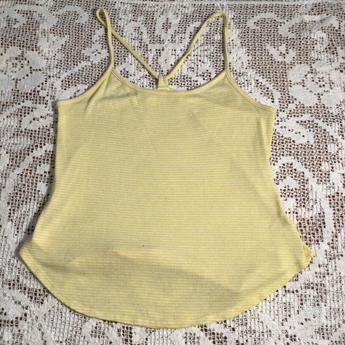 Rhapsodielle Semi Sheer Spacedye Racerback Tank Spaghetti Strap Yellow ...