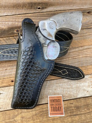 Tex Shoemaker Black Basketweave Leather Suede Lined Holster for Colt ...