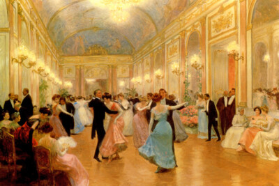 AN ELEGANT EVENING BALL DANCE BALLROOM DANCING PAINTING BY VICTOR ...