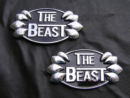 THE BEAST PAIR METAL BADGES Chrome Oval Emblems *NEW* suits your HOLDEN ...