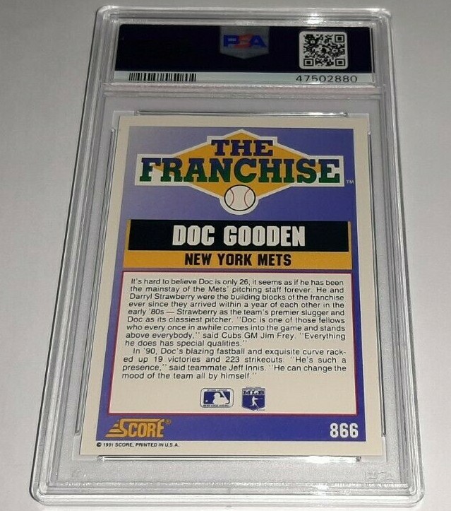 1991 Score #866 Doc Gooden The Franchise Card Graded PSA 9 Mint Pop 5 ...