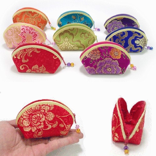 Zipper Chinese Style Purse Silk Fabric Candy Bag Jewelry Storage Bag ...