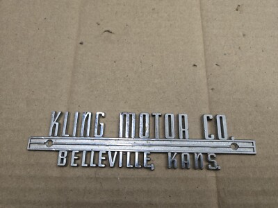 Kling Motor Co Belleville Kansas KS Metal Car Dealership Emblem Badge ...