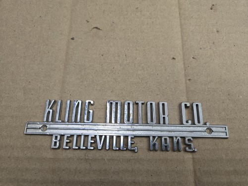 Kling Motor Co Belleville Kansas KS Metal Car Dealership Emblem Badge ...