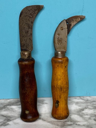 2 Vintage Utility Knives with Wooden Handles Floor & Hawkbill | eBay