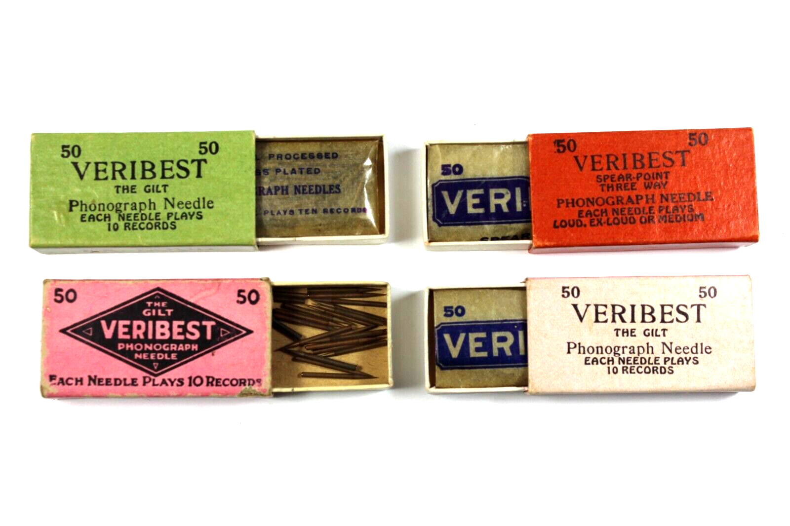Lot of Four (4) VERIBEST Phonograph Needles ( 3 of 4 ) UNOPENED SEALS ...