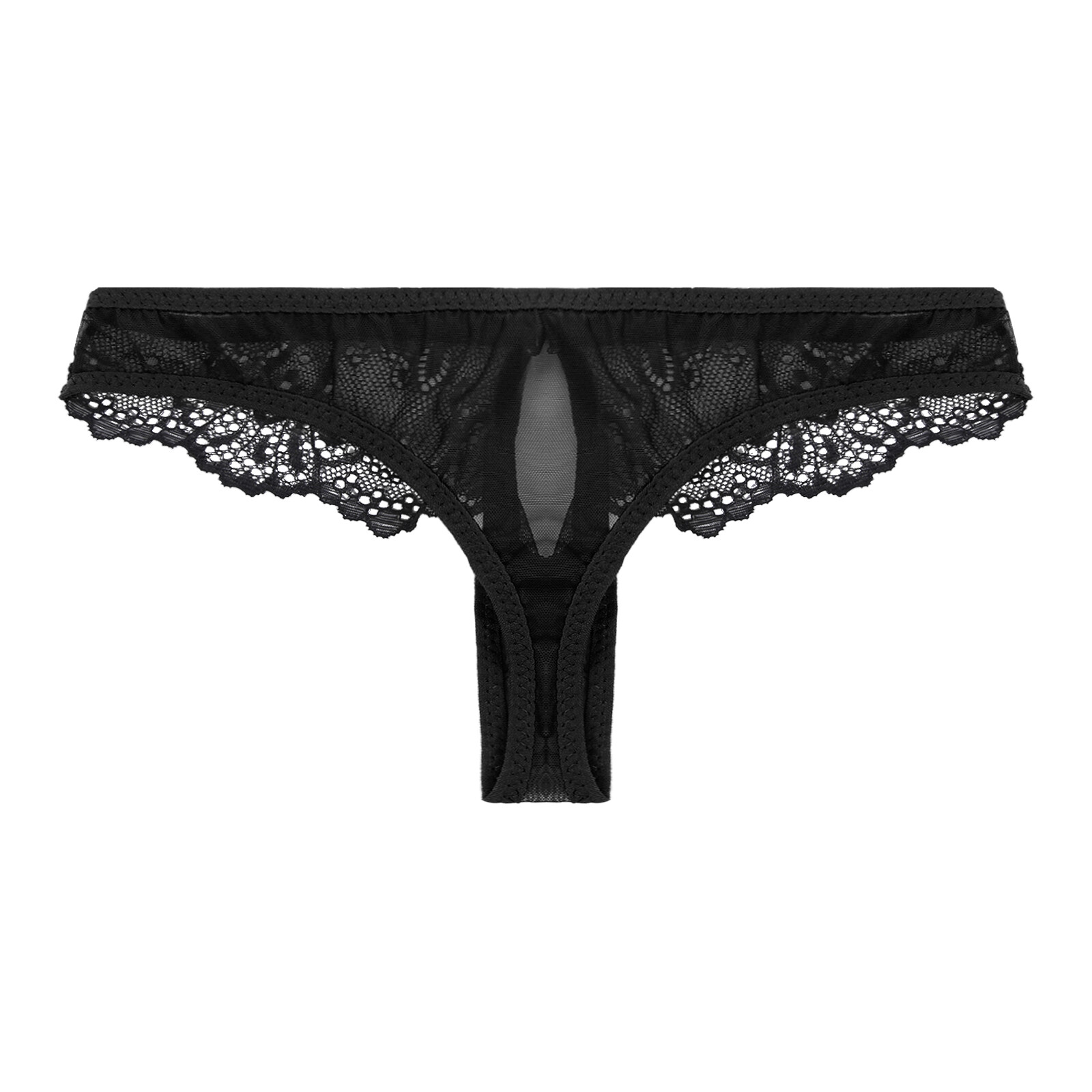 Herren Sexy String Tanga Spitze Mesh G-string Slip offener Schritt ...