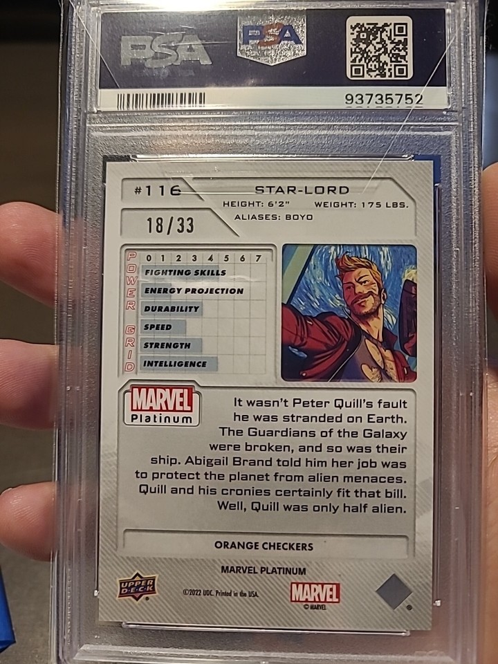 Marvel Platinum Star Lord Orange Checkers /33. Psa 10!! Pop 2!! | eBay