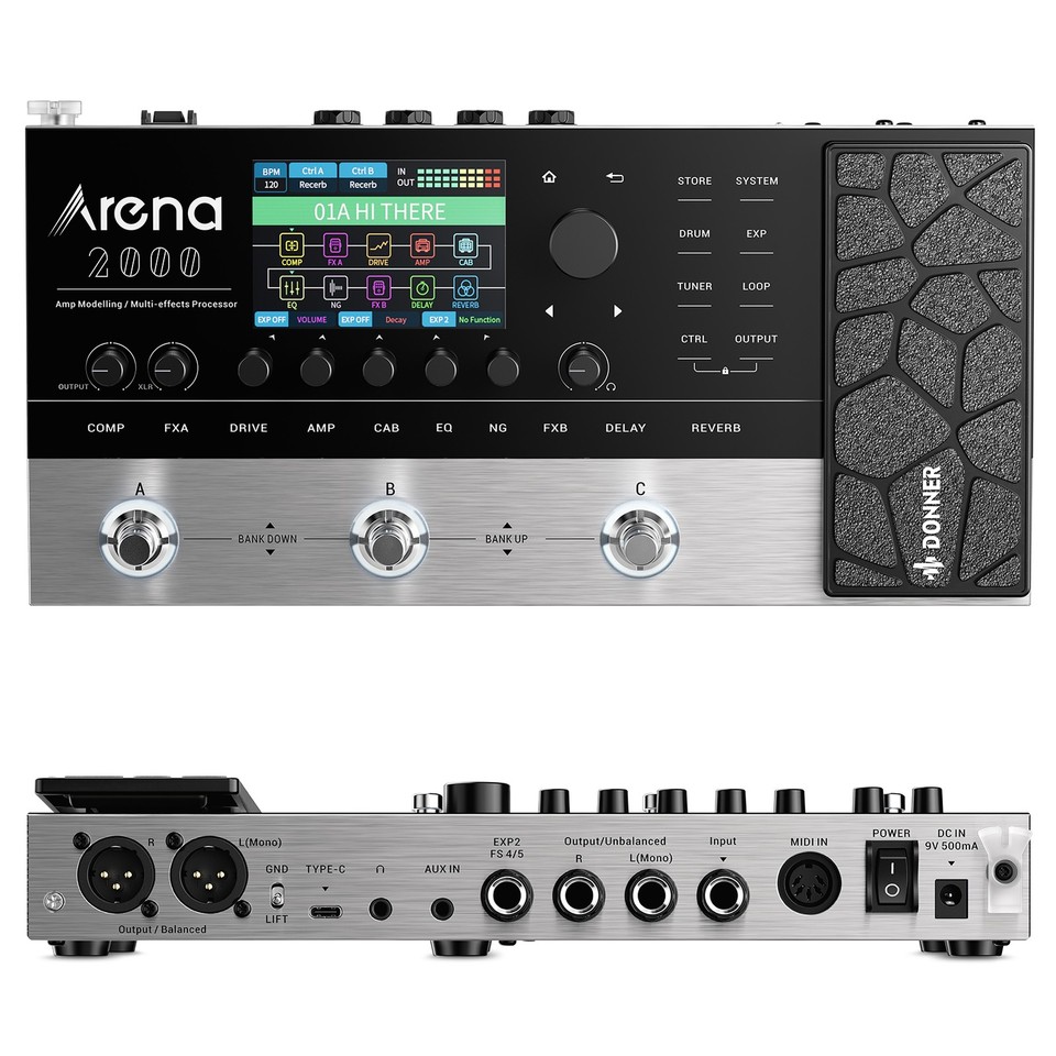Donner Arena 2000 Multi Effects Pedal + Drum Machine 278 Tone 100 ...