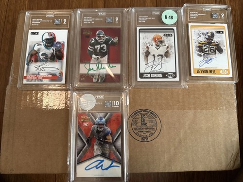 Football Slab Auto Lot Amon-Ra St. Brown, Ricky Williams, Josh Gordon ...
