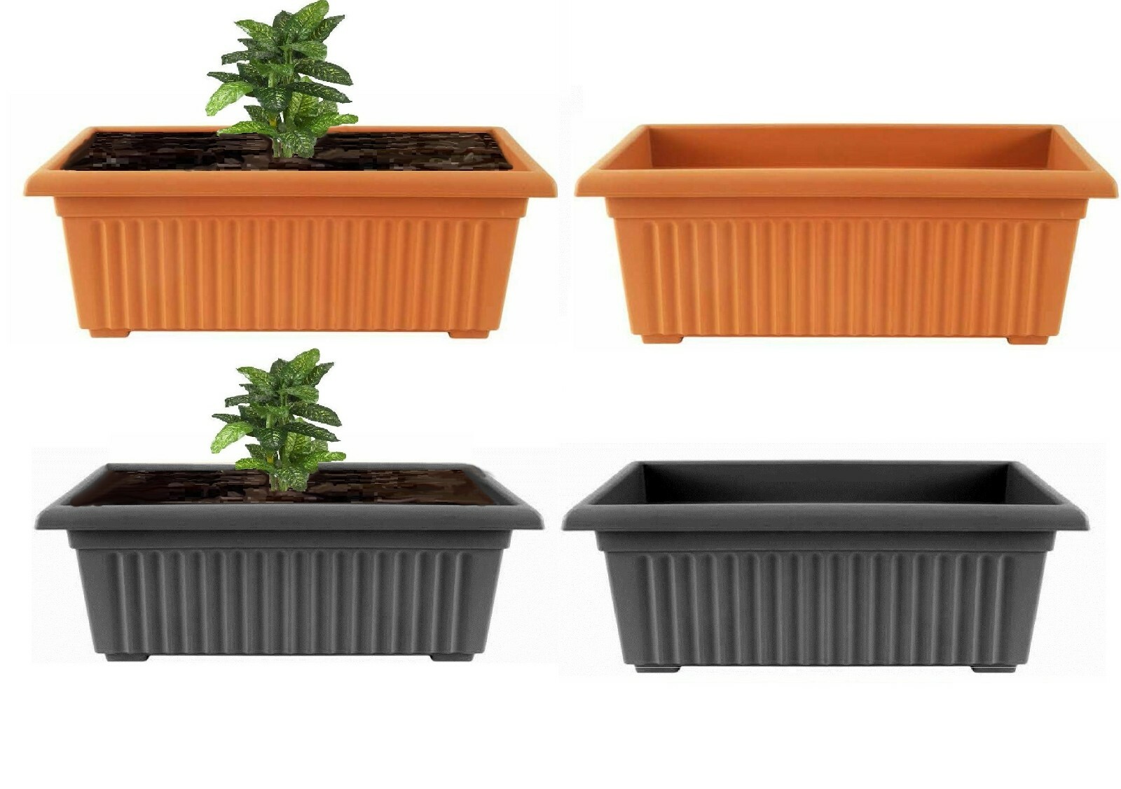Plastic Trough Plant Planter Pot Long Window Herb Flower Box Outdoor ...