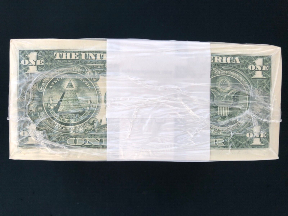 100 (ONE STACK) 2017A $1 ONE DOLLAR UNCIRCULATED NOTES FROM BEP BRICK ...