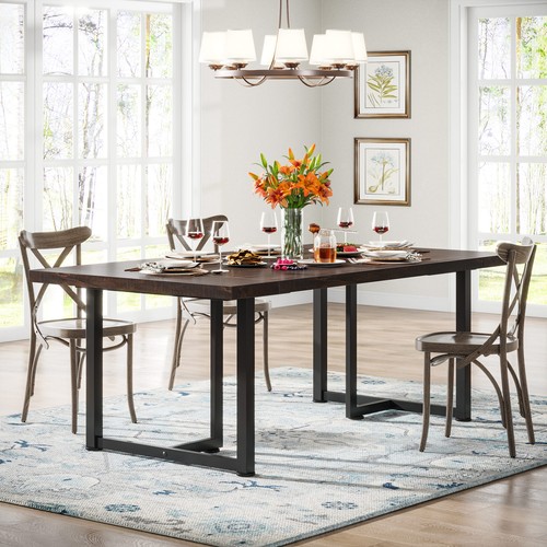 Rustic Rectangular Wood Dining Table for 6 Person Kitchen Table with ...