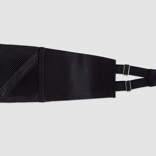 Stefano Ricci 284278 Men's Black Diagonal Pleated Silk Cummerbund Sash ...