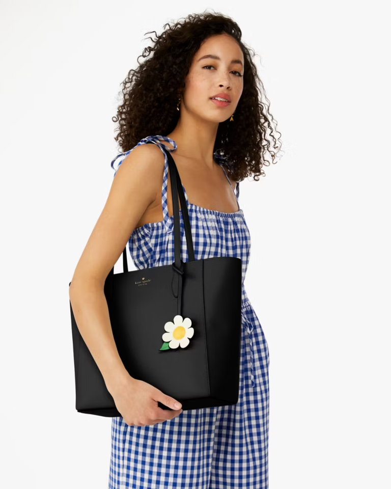Kate Spade Dana Tote Black Saffiano KG581 Daisy Bag Charm NWT Purse ...