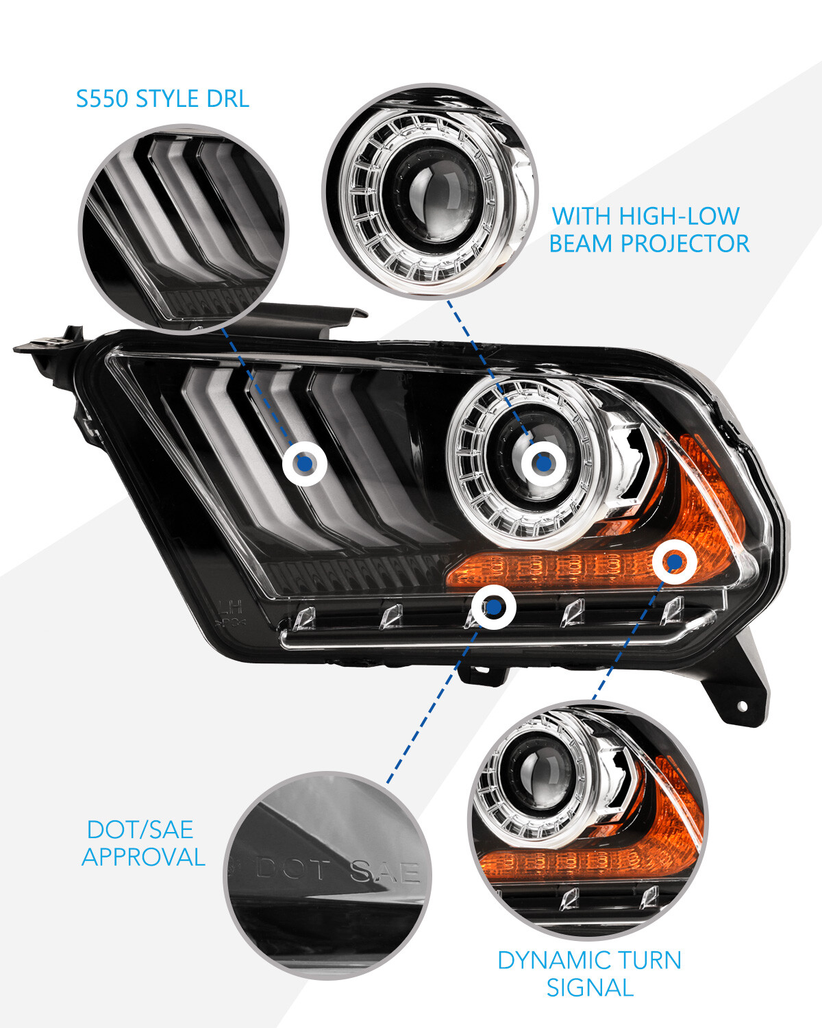 LED Headlights DRL Sequential Turn Signals Projector for 2010-2012 Ford ...