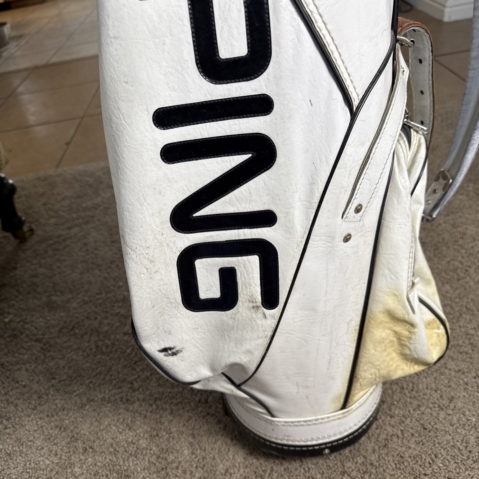 Vintage PING Golf Cart Bag White Black Single Strap 6-Way Divider Faux ...