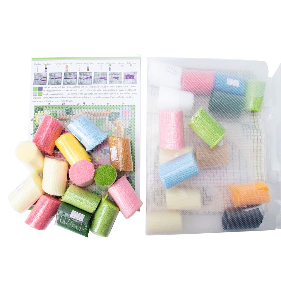 17" X 17" Cat Latch Hook Kits Rug Making Kits DIY Crochet Yarn Crafts ...