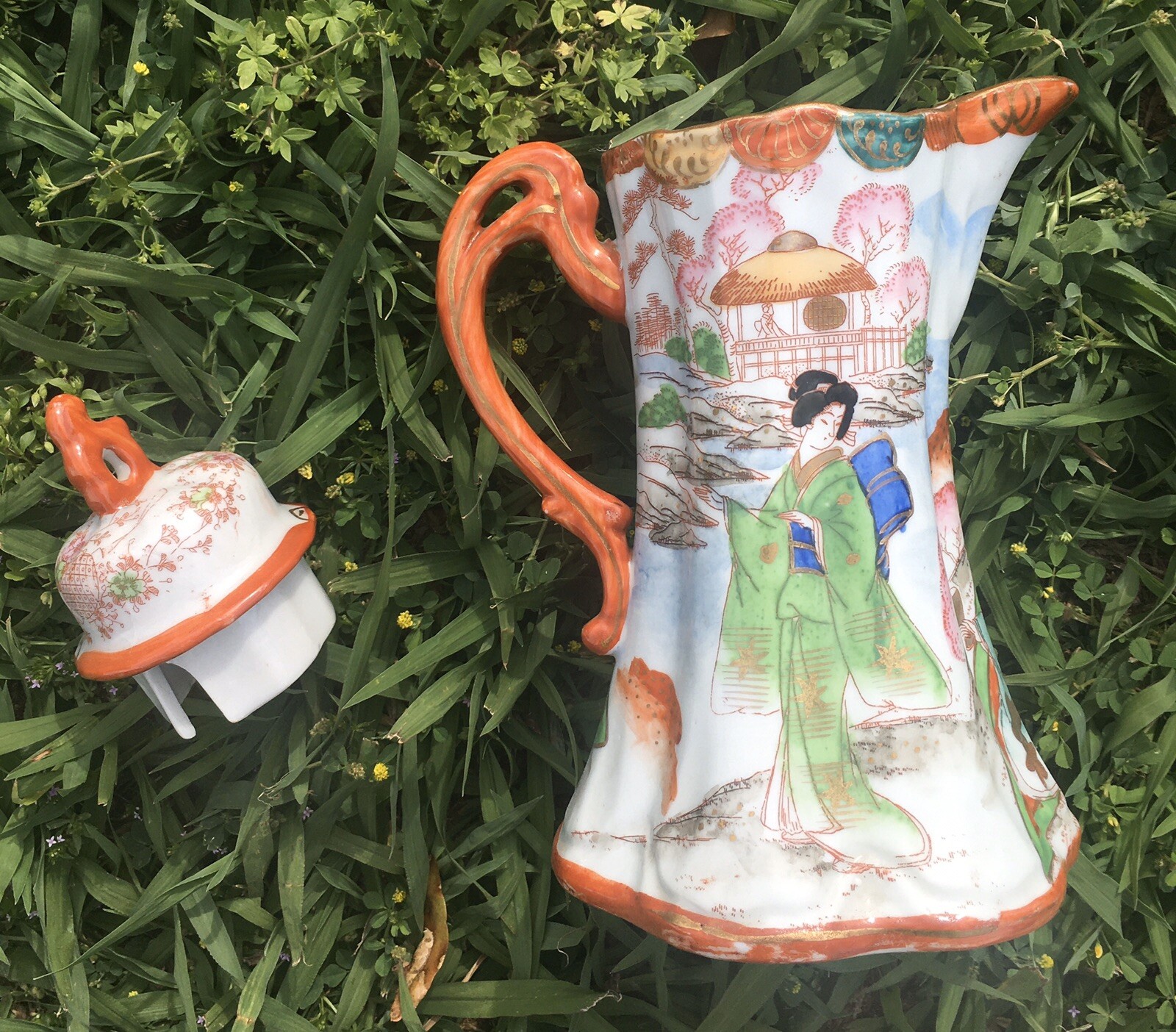 Hot Chocolate Asian Hand Painted Pot Orange | eBay