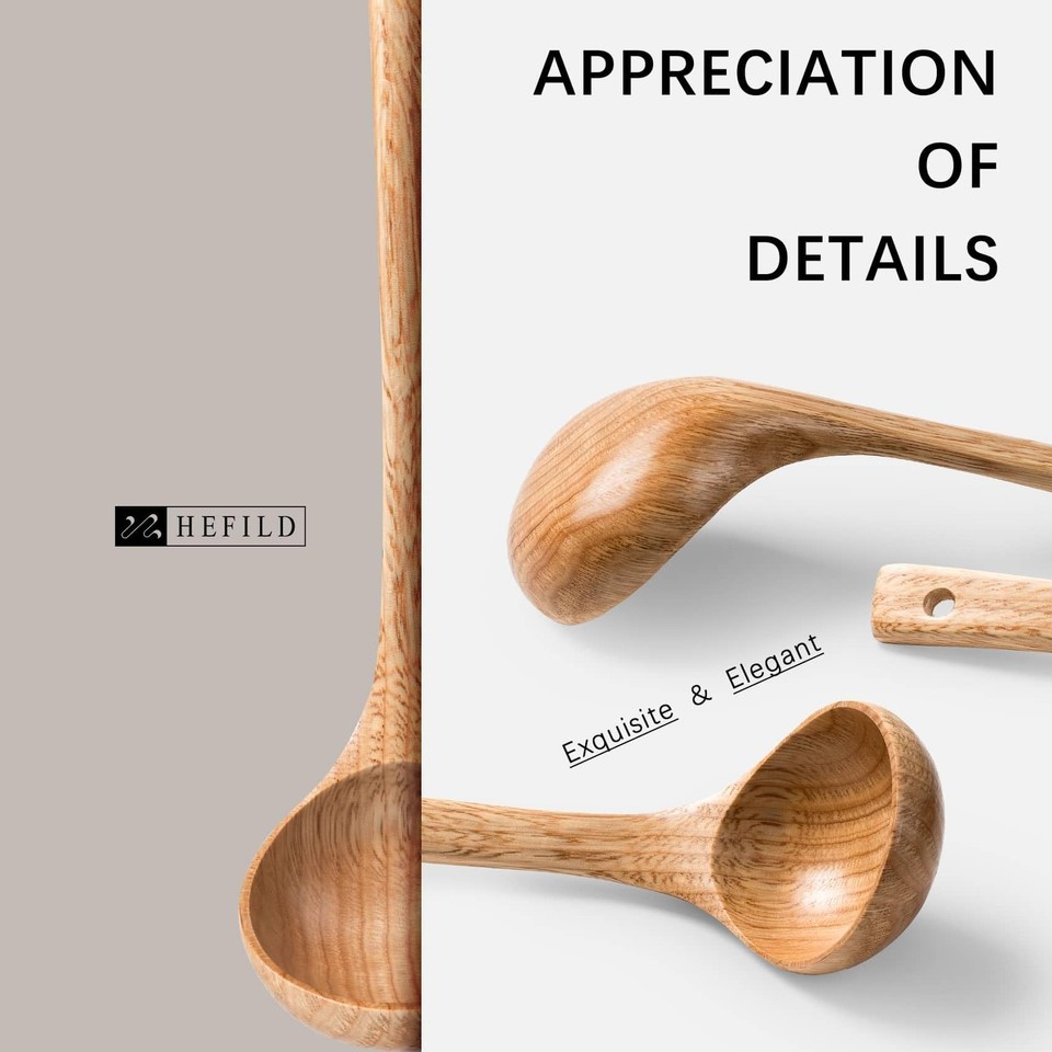 11.2 inch Wooden Soup Ladle with 2 fl oz Scoop Utensil for Serving ...