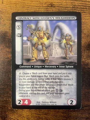 Battletech CCG TCG Card Game Rare Mechwarrior Contract with Hansens ...