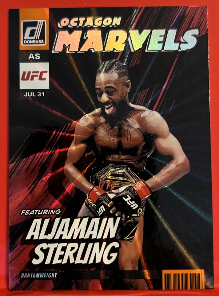 Aljamain Sterling 2023 Donruss UFC Octagon Marvels Orange Holo Laser #1 ...