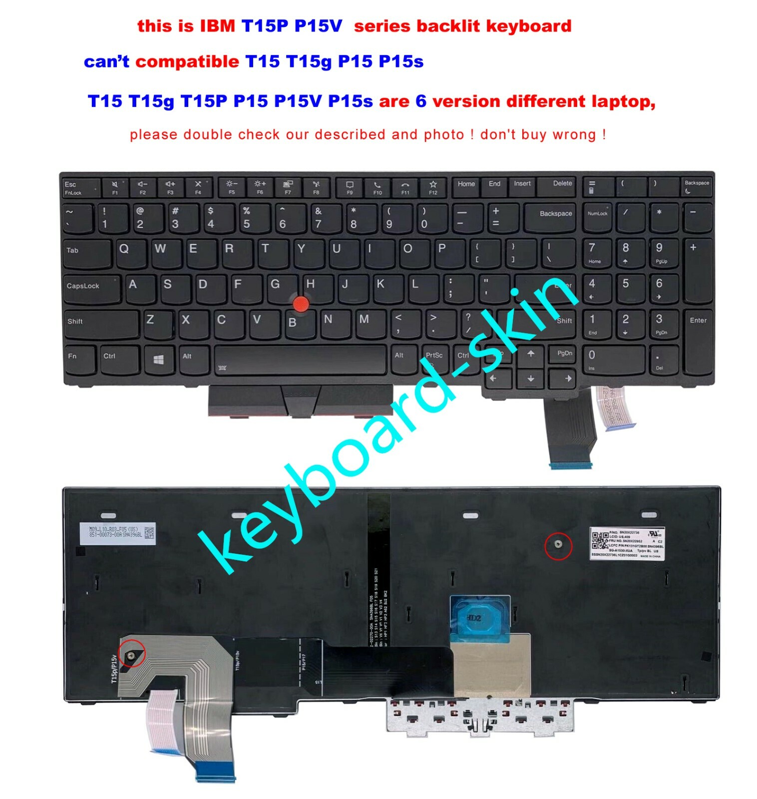 New For IBM Lenovo Thinkpad T15P P15V US Backlit Keyboard 5N20X22952 ...