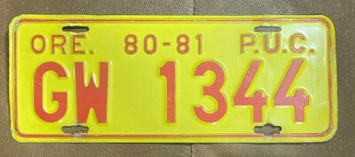 Oregon 1980-1981 PUBLIC UTILITIES COMMISSION License Plate # GW 1344 | eBay
