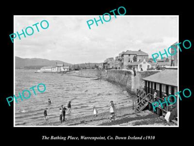 OLD LARGE HISTORIC PHOTO OF WARRENPOINT Co DOWN IRELAND THE BATHING ...