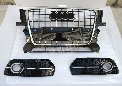 For 2009- 2012 Audi Q5 RSQ5 SQ5 Silver Front Bumper Mesh Grill +Fog ...