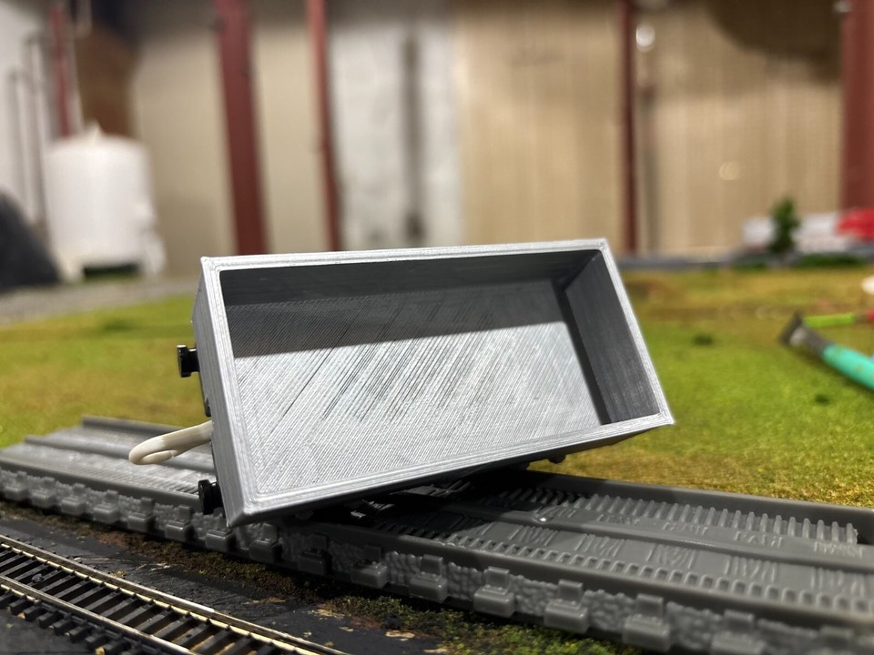 Custom 3d printed trackmaster Open end door wagon shell with slate load ...
