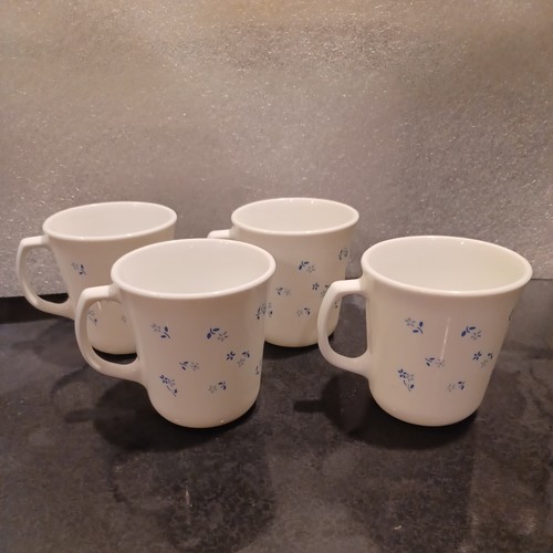Vintage Set Of 4 CORNING CORELLE Provincial Blue Flower Coffee Mug Cup ...