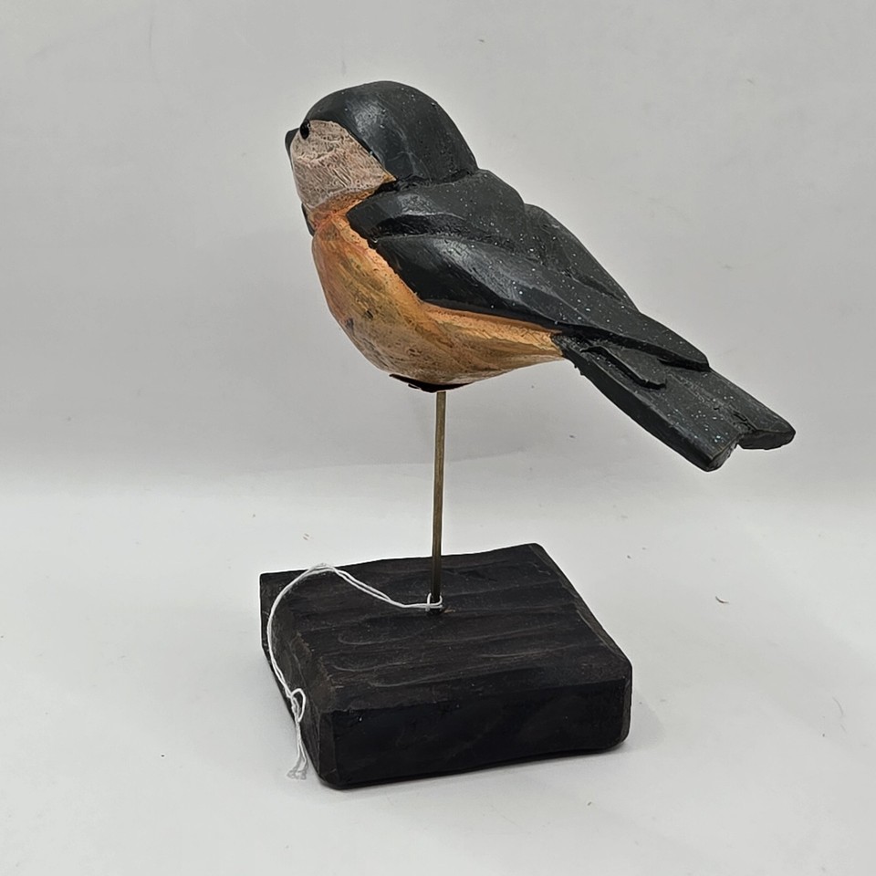 Big Sky Carvers Small Wooden Chickadee Sculpture Goldfinch Bird on wood ...