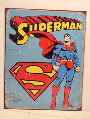 DC Comics Superman Tin Metal Sign Clark Kent Superhero Retro Vintage | eBay