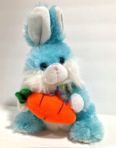 Hunson Trading Blue White Bunny Rabbit with Carrot Plush Stuffed Animal ...