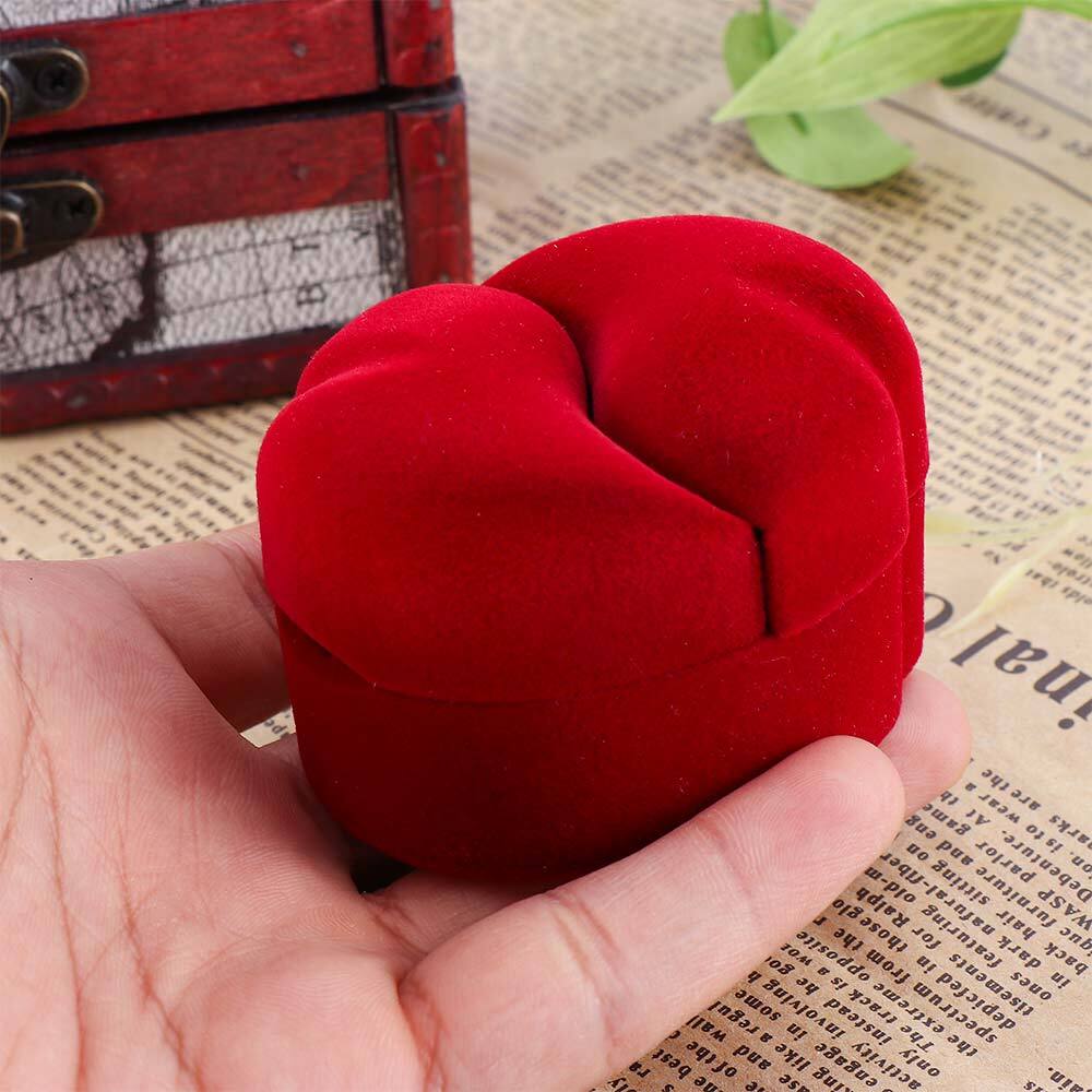 Velvet Red Ring Box Double Jewelry Gift Box Wedding Party Ring Display ...