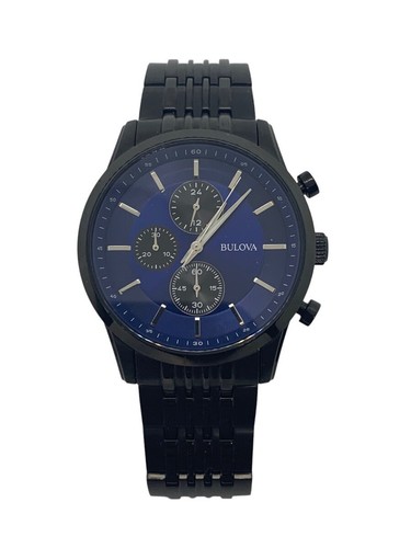 Bulova 98A300 Black Blue Dial Chronograph Steel Watch | eBay