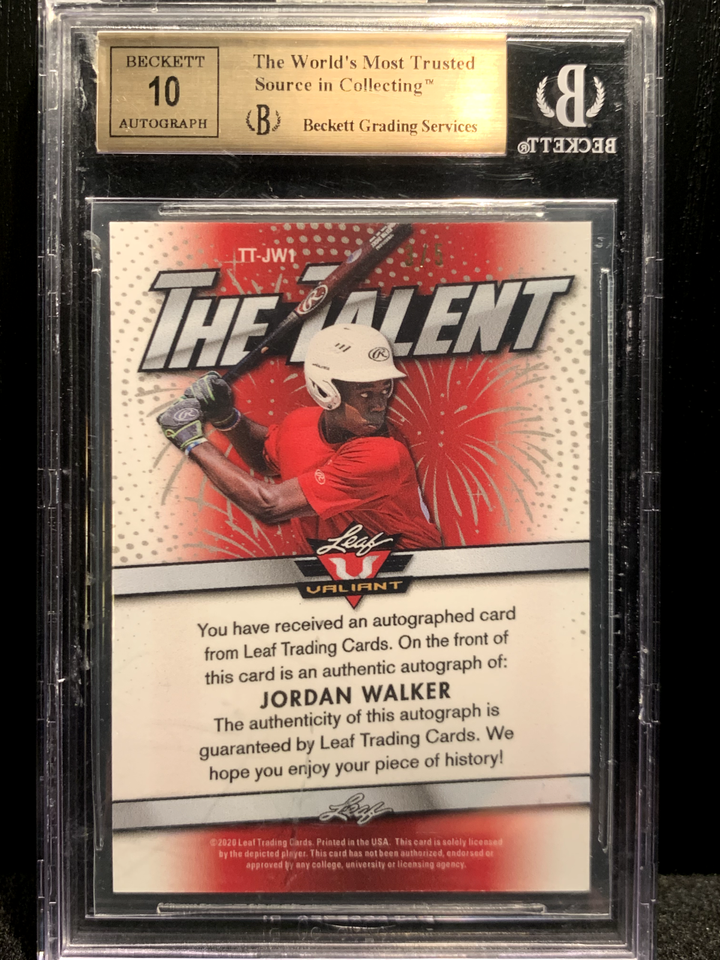 2020 Leaf Valiant The Talent Jordan Walker AUTO BGS Gem Mint /5!!! | eBay