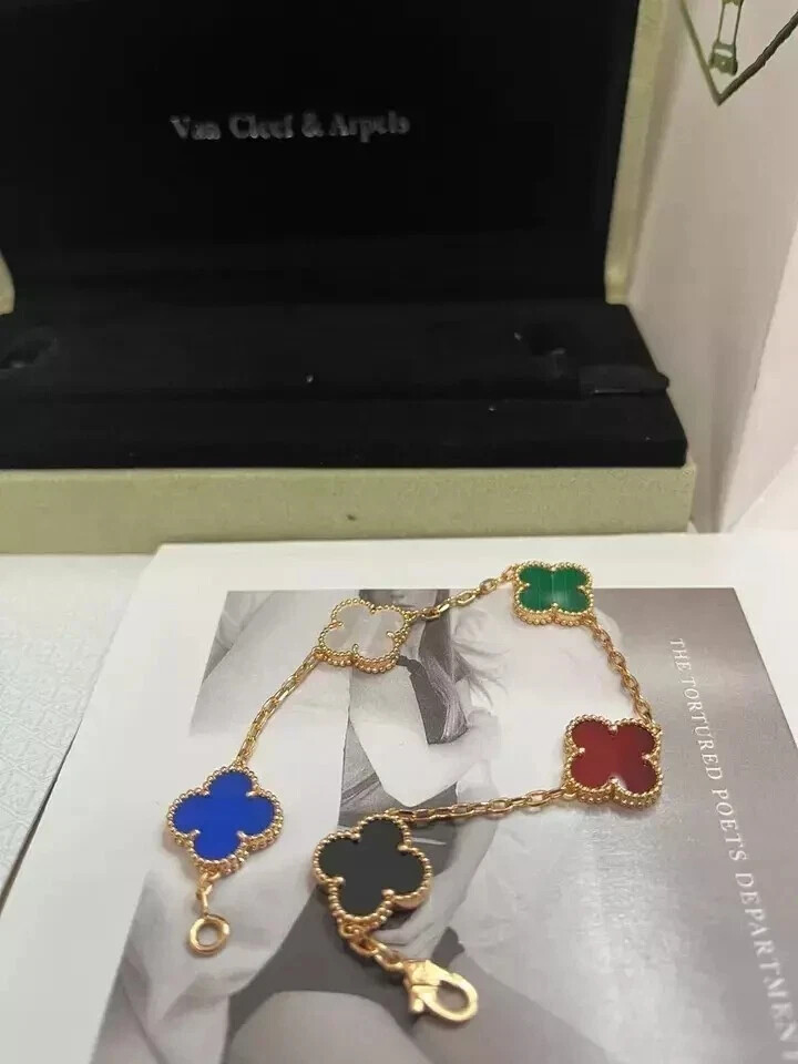 VCA Vintage Alhambra Clover 5 Motifs Mix Color 18k Gold Bracelet | eBay