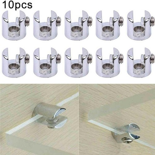 10x Glass Shelf Support Clamp Tool 6-8mm Bathroom Shelves Mirror Clips ...