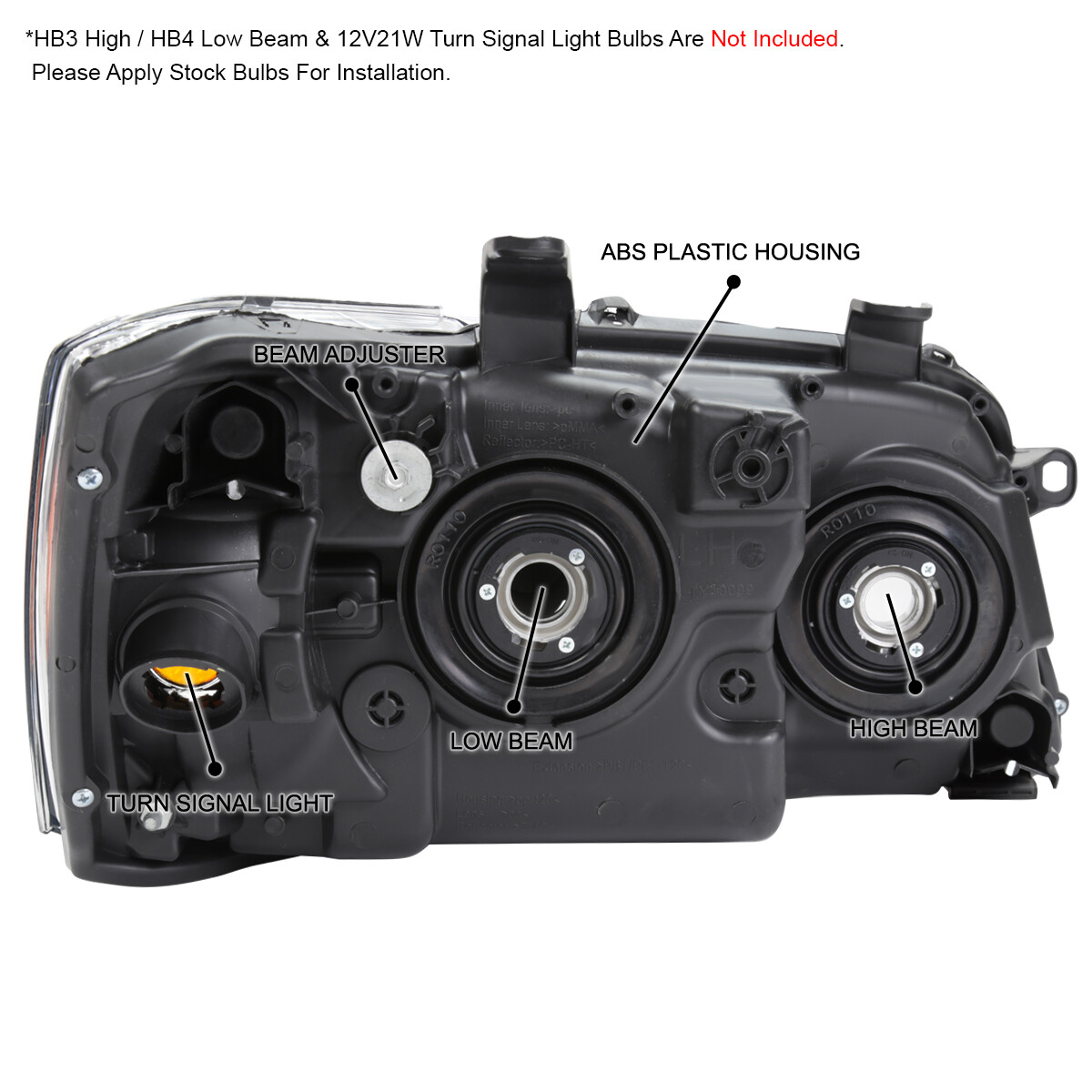 Fits 2004-2007 Toyota Highlander Halogen Headlights Lamps Left+Right 04 ...