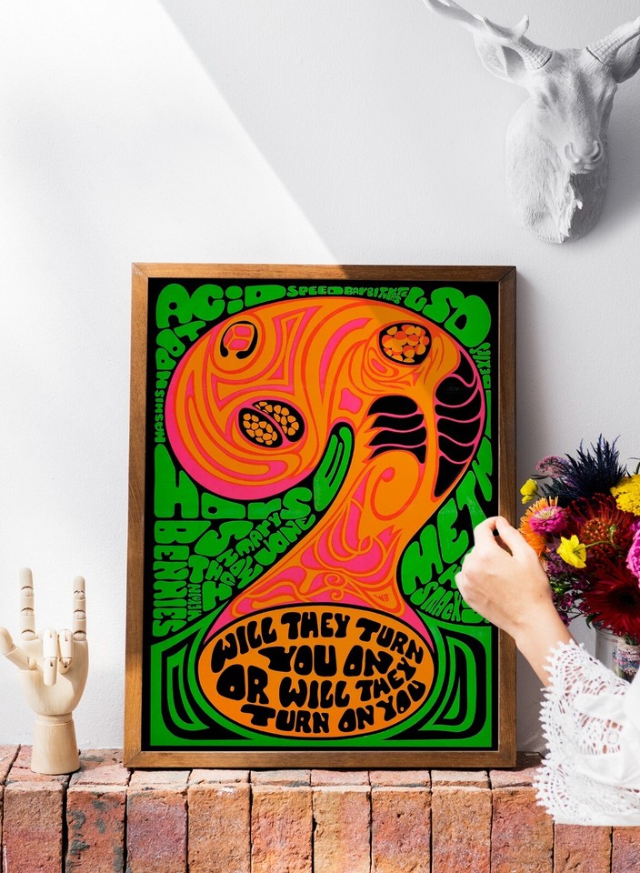 Psychedelic 1969 Propaganda Poster Against Anti Drugs Acid LSD Vintage ...