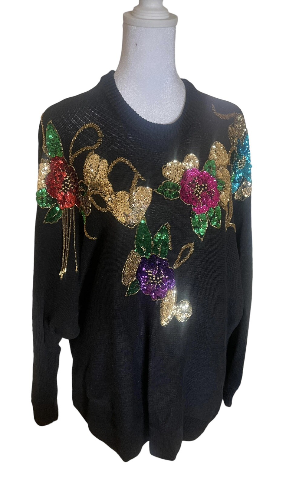 Vintage Diane Marco 80’s Sequin Gold Beaded Black Swe… - Gem