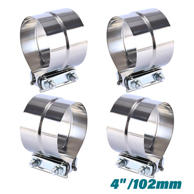 4Pcs 4" Stainless Exhaust Band Clamp Step Clamps for Catback Muffler ...