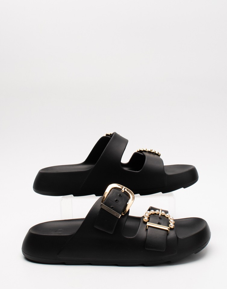 RRP€195 STUART WEITZMAN Slide Sandals US8 UK5.5 EU38.5 Black Beaded ...
